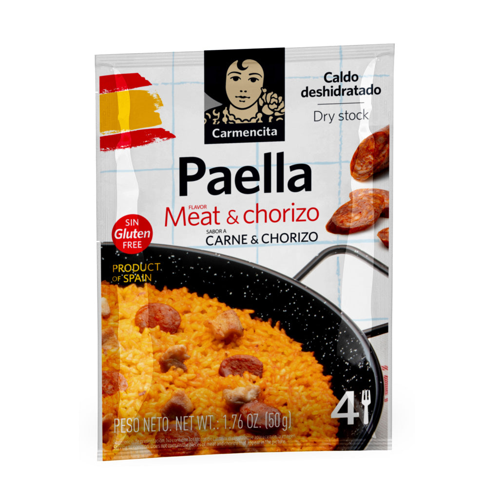 DRY MEAT & CHORIZO PAELLA STOCK SACHET 4 SERVINGS – Carmencita USA